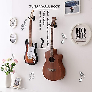 Guitar Hanger Guitar Wall Mount Holder Hook Stand, String Instruments Wall Hangers Stands Holders Hooks for Acoustic Electric Bass Classical Ukulele Guitars-Black
