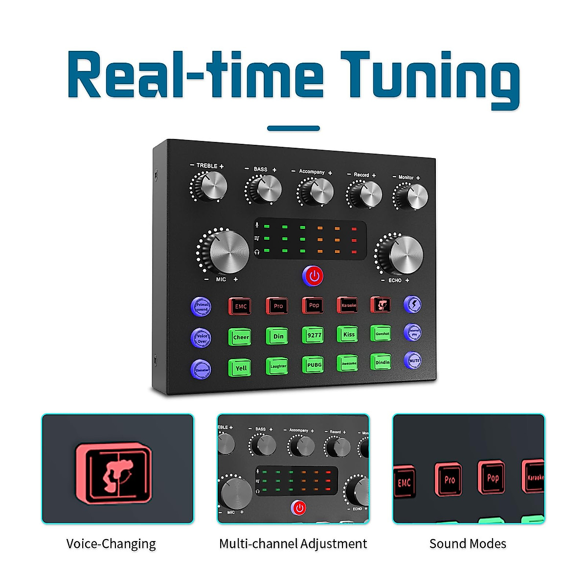 Podcast Equipment Bundle,Audio Interface with DJ Mixer and Voice Changer Studio Broadcast Microphone, Perfect for Recording,Live Streaming,Gaming,Compatible with PC,Smartphone,Play Station