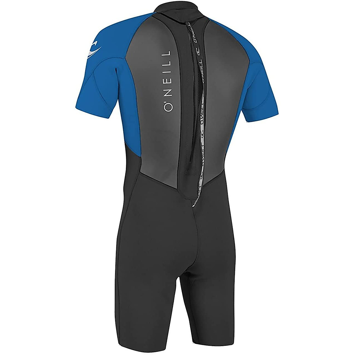 O'Neill Men's Reactor-2 2mm Back Zip Short Sleeve Spring Wetsuit, Black/Ocean, L