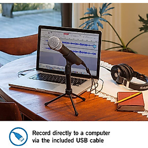 Samson Technologies Q2U USB/XLR Dynamic Microphone Recording and Podcasting Pack (Includes Mic Clip, Desktop Stand, Windscreen and Cables), Silver