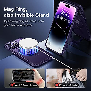 Alphex for iPhone 14 Pro Max Case with Magnetic Invisible Stand, Compatible with MagSafe, Official Color Match for iPhone, Military Grade Shockproof Phone Cover for Women Men, DeepPurple