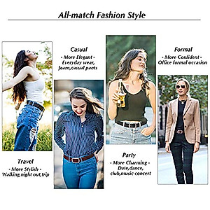 SUOSDEY Fashion Womens Soft Leather Belt, Waist Belt with Pin Buckle for Jeans Pants, black belt,width 1.3"