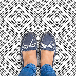 RoomMates FT4602BX Santorini Black and White Peel and Stick Floor Tile
