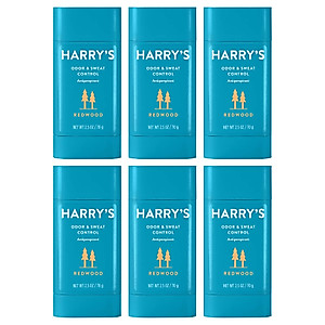 Harry's Deodorant & Antiperspirant - Odor & Sweat Control Antiperspirant for Men - Redwood (Pack of 6)