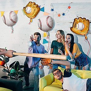 8 Pieces Baseball Balloons Baseball Glove Balloons 18 Inch Sports Balloons Baseball Themed Party Supplies Decorations for Boys Girls Summer Birthdays Party (Baseball/Baseball Glove Balloons)