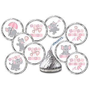 324 Elephants Pink Girl Baby Shower Favors Stickers for Baby Shower Or Baby Sprinkle Party Decorations, Baby Shower Pink Favors, Baby Shower Labels, Its a Girl Kisses. Candy not Included. Made in USA