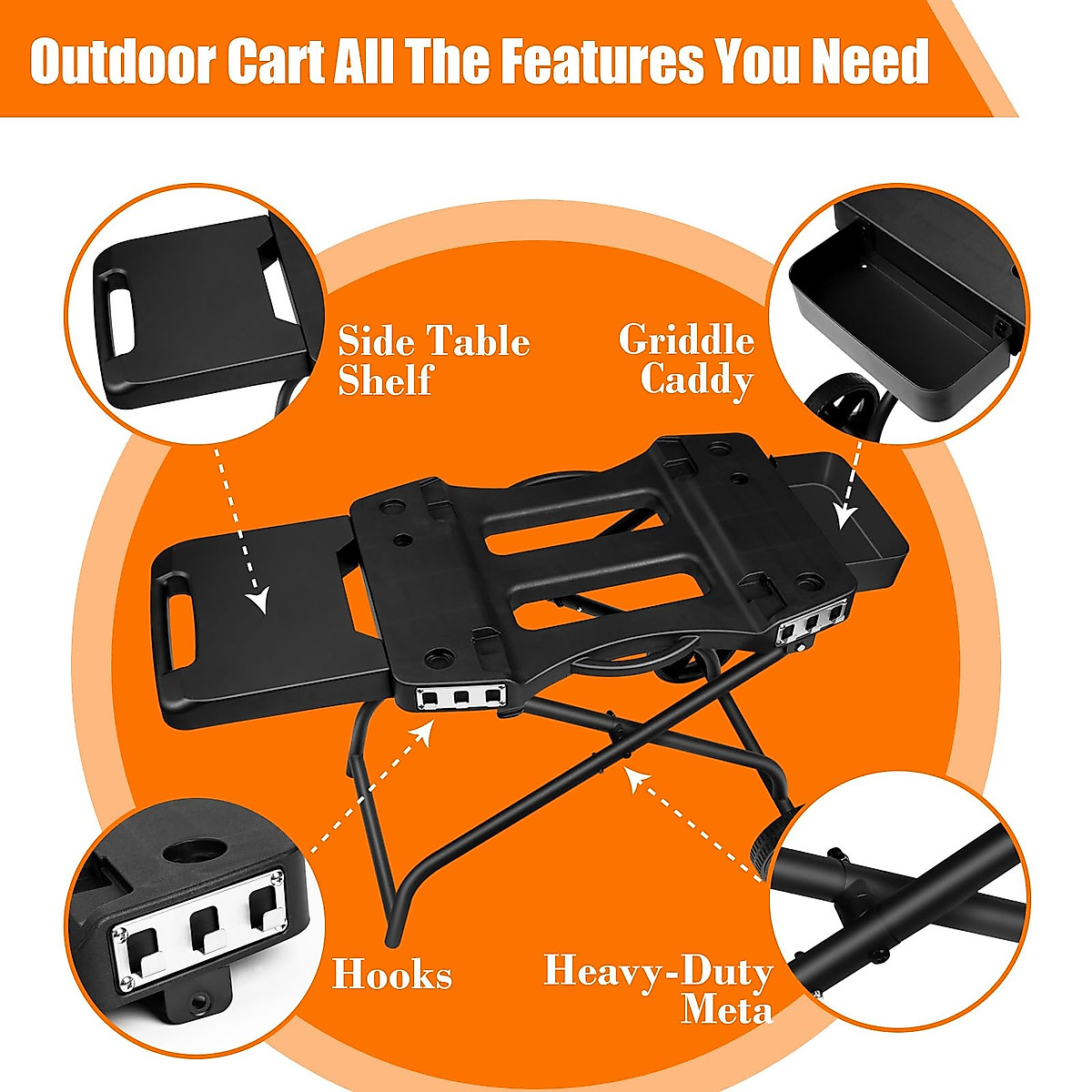 GRILL FORCE Grill Stand + Crisping Basket Set for Ninja Woodfire Grill,Collapsible Outdoor Grill Cart 304 Stainless Steel Crisper Tray Fit for Ninja Woodfire Outdoor Grill (Ninja OG701)