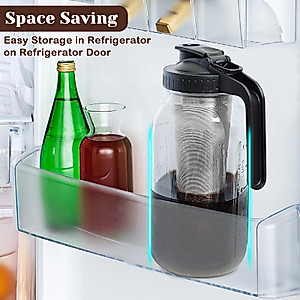 Cold Brew Coffee Maker, 64oz Wide Mouth iced Coffee Pitcher, with Handle & Stainless Steel Filter, Durable Glass, Sturdy mason jar pitcher, for iced coffee & Tea Lemonade, Fruit Drinks