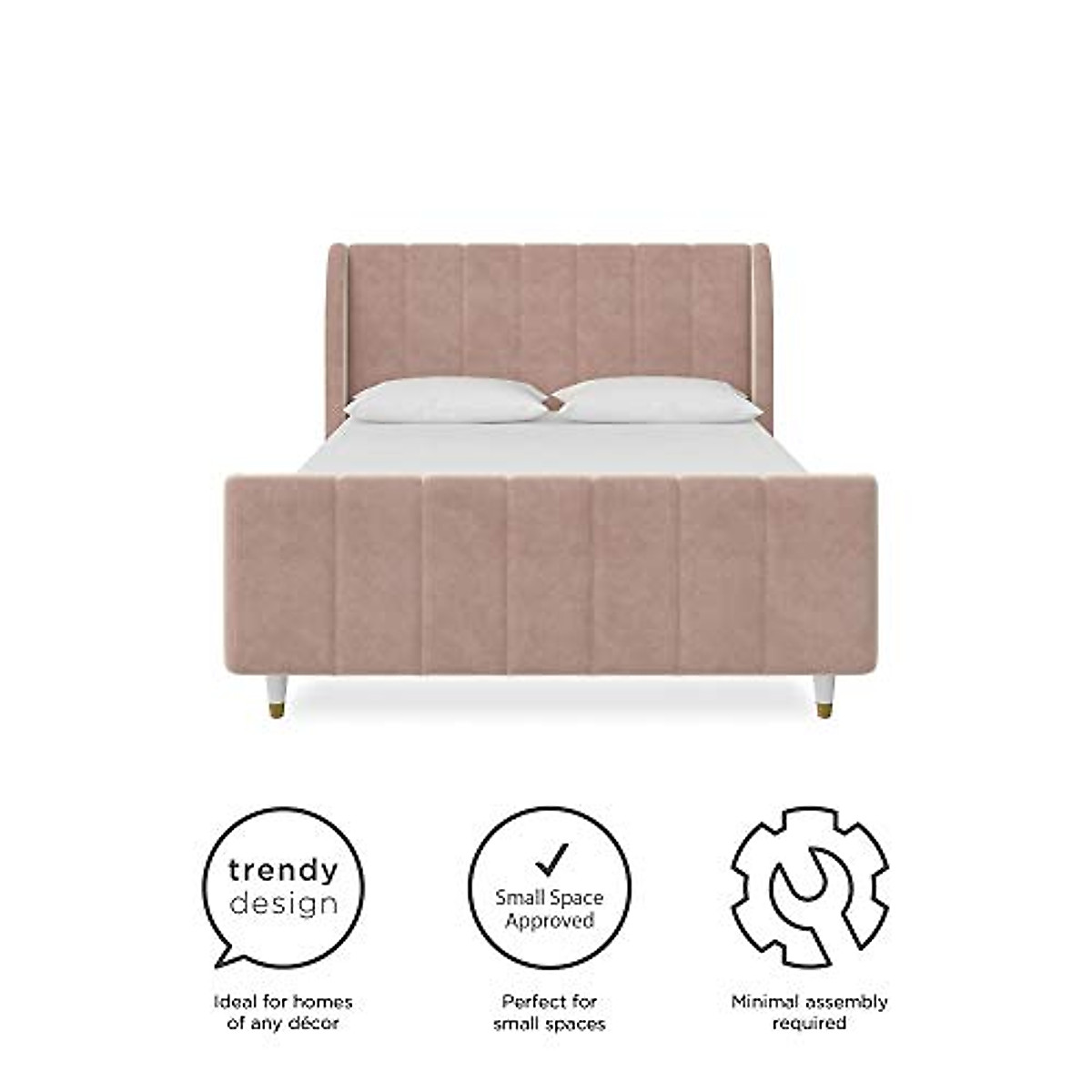 Little Seeds Valentina Kids' Full Upholstered Bed, Pink Velvet