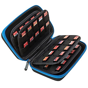 ButterFox 45+12 Switch Game Case for Nintendo Switch (45 physical+12Micro SD digial slots), Switch Game Card Storage Holder or SD Memory Card Case (45 Blue/Black)