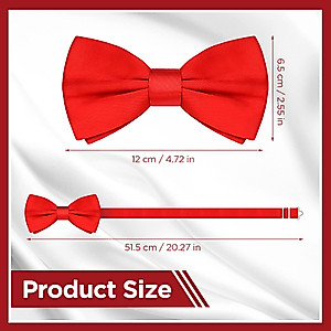 PAFUWEI Men's Pre-Tied Bow Tie, Tux Bowtie Solid Color Neck Bow Ties Adjustable Length Formal Satin Bow Tie for Wedding Party (Polyester, Red)