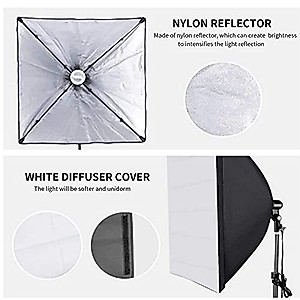 Softbox Lighting Kit Photography Soft Box 20'' X 28'', 85W Studio 6000k Bulb LED Light, 6.7'Light Stand, Remote Set, BEIYANG