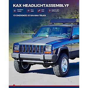 KAX 7x6 5x7 Led Headlights 300% Brighter Upgraded Led Sealed Beam Headlamps with High Low Beam H6054 6054 Led Headlights Replacement for YJ Cherokee XJ Savana Truck with H4 Adapters 2Pcs