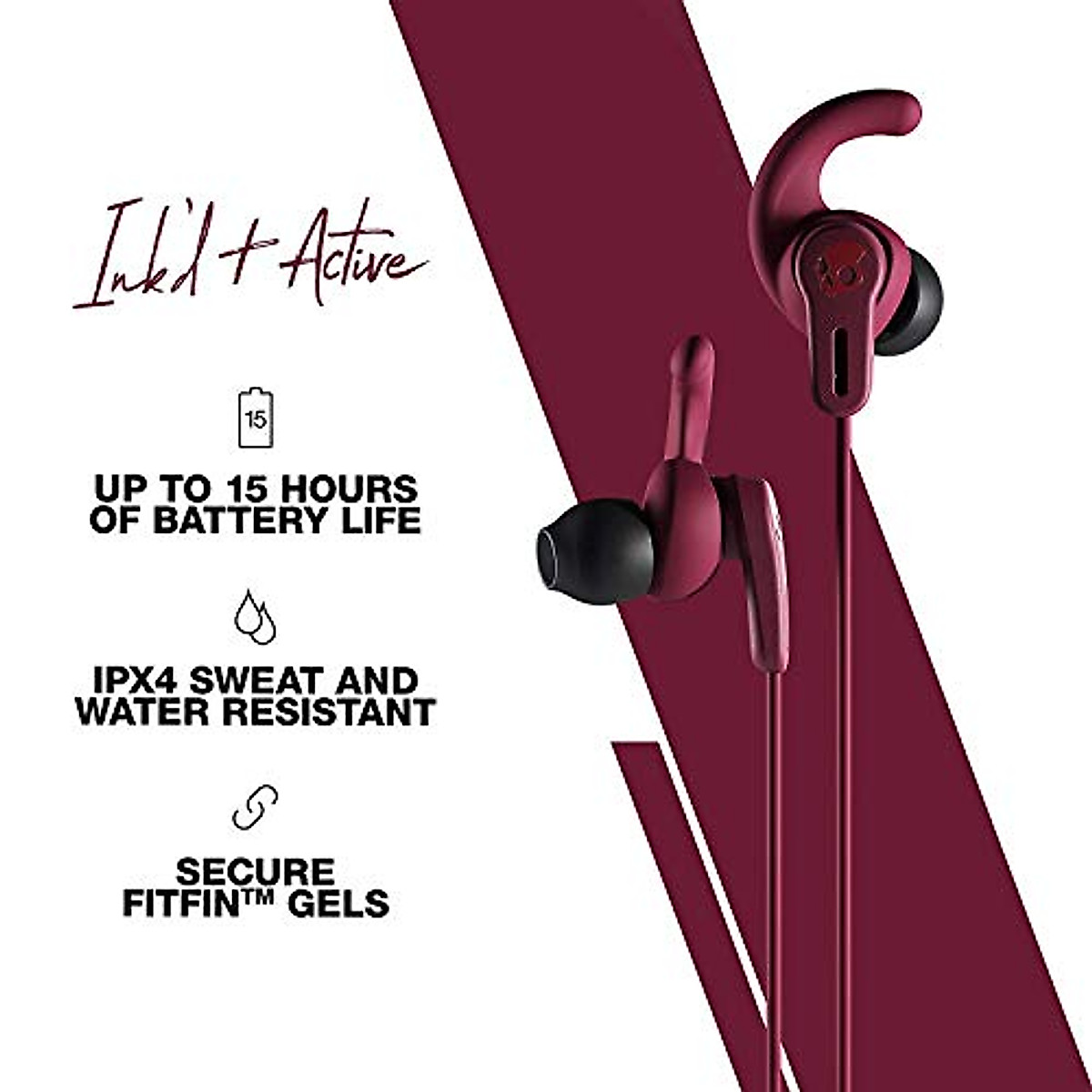 Skullcandy Ink'd+ Active Wireless In-Ear Earbud - Deep Red