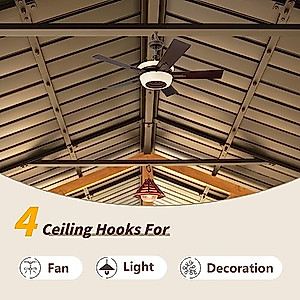 Domi 12x20FT Hardtop Gazebo, Galvanized Steel Gable Roof Gazebo Pergola with Wood Grain Aluminum Frame, Outdoor Permanent Gazebo Pavilion for Patio, Garden, Deck, Backyard