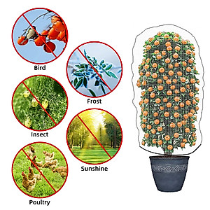 PDGROW Garden Mesh Netting for Plants, 4 Pack Insect Bird Barrier Netting Mesh with Drawstring, 3.3x2.6 FT Garden Bug Netting Plant Cover for Protect Fruit Tree Vegetable Flower