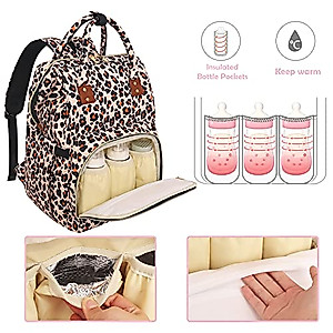Diaper Bag Backpack Multifunction Maternity Diaper Bag for Baby Girls & Boys Large Capacity Travel Nappy Bags Leopard Print