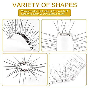 SEEKSEE 10 Pack Bird Spikes –13 inch Pigeon Spikes Anti-Bird Nails Bird Repellent Metal Bird Deterant Spinners of Stainless Steel Bird Spikes for Pigeon and Other Small Birds (10.8 Feet)