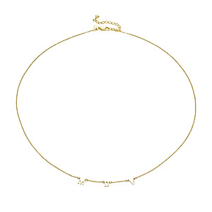 Oak&Luna - Personalized Inez Initial Necklace With Up to 8 Initials - Dainty Jewelry for Her, Woman - Custom Designer Gift for Mother's Day, Birhday, Christmas - Gemstone & Diamond Option (14k Yellow Gold, No Gemstone)