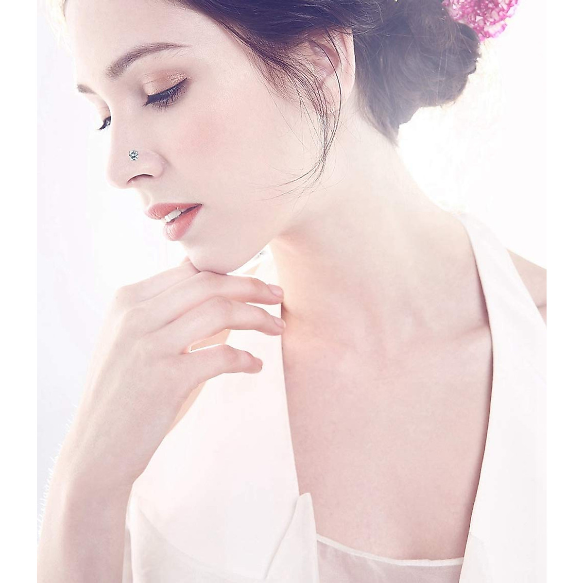 Sllaiss 22G 8Pcs Small L Shape Nose Rings Piercing Pin Studs for Women Men 925 Sterling Silver Nose Studs Rings Body Jewelry 1.5mm 2mm 2.5mm 3mm Hypoallergenic