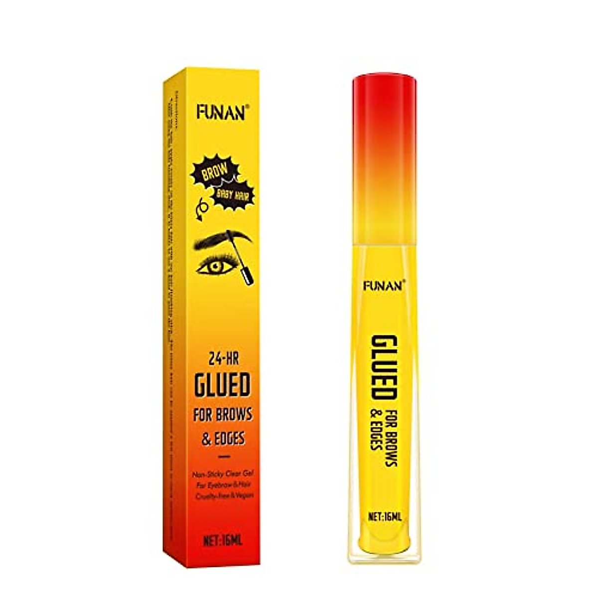 Brow & Edge Styling Gel, 2 in 1 Wand Gel for Styling Brows, No White Residue, Clear Brow Gel Non-Greasy, 16 ml (1 Pack)