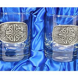 Trinity Knot Irish Whiskey Glasses Quadruple Trinity Set of Two Made in Ireland