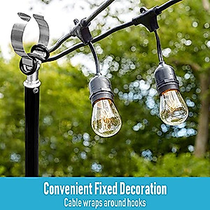 Huamai String Light Poles Outdoor - 8.4FT Flag Light Pole Outside, Backyard Steel Poles for String Lights Hanging Parties Bistro Wedding Garden Patio Lighting Stand