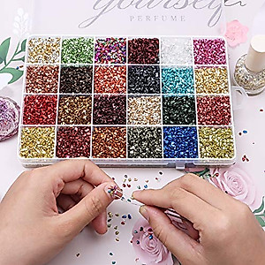 Crushed Glass Glitter, 24 Colors Irregular Crystal Chips Chunky Flakes Sequins Crushed Glass for Resin Geode Art Nail Arts Craft DIY Vase Filler Epoxy Resin Jewelry Making