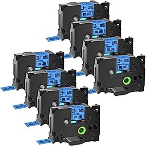 GREENCYCLE Compatible for Brother 3/4 Inch (18mm) x 8m TZ541 TZe541 TZ-541 TZe-541 AZE541 Laminated Label Tape for P Touch Cube PT-D400 PT-D600 PT-D400AD PT2730VP Label Maker (Black on Blue, 8 Pack)