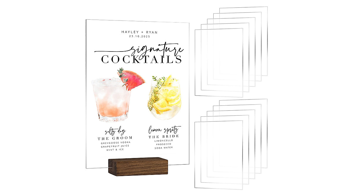 Clear Acrylic Sign 8x10 Inch Pack for Weddings & Events