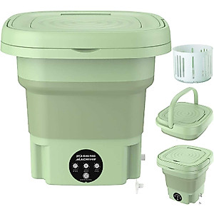 Portable Washing Machine, 2 IN 1 8L High Capacity Foldable Mini Washer with 3 Modes Deep Cleaning Automatic Washing And Spin Dry for Apartment,RV,Travel,Small Spaces, Lightweight and Easy to Carry