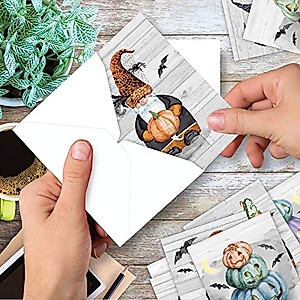 The Best Card Company - 20 Happy Halloween Note Cards Boxed (10 Designs, 2 Each) - Spooky Notecard Assortment (4 x 5.12 Inch) - Gnomes and Pumpkins AM3374HWG-B2x10