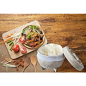 Heavens Tvcz Bamboo Rice Steamer Basket with Lid Sticky Handmade Natural Thai Wicker Cooking Glutinous Rice Free Cheesecloth Filter Free Cloth 2 piece