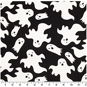 Halloween Glow in The Dark Ghost Super Snuggle Flannel Precut Fabric by The Yard - One Yard