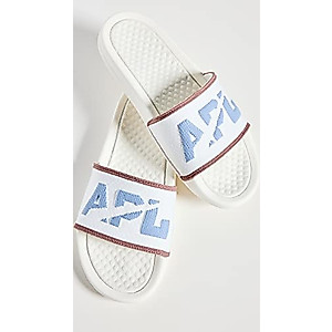 APL: Athletic Propulsion Labs Women's Big Logo Techloom Slide, Ivory/ForgedBlue/Beachwood, 8 Medium US