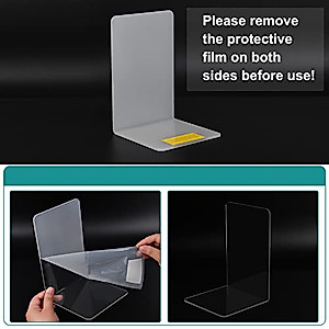 Clear Acrylic Bookends with Non-Slip Stickers, Bookends for Kids Shelves Bedroom Library Office School and L-Shaped Desktop Organizer Decoration Gift (8)