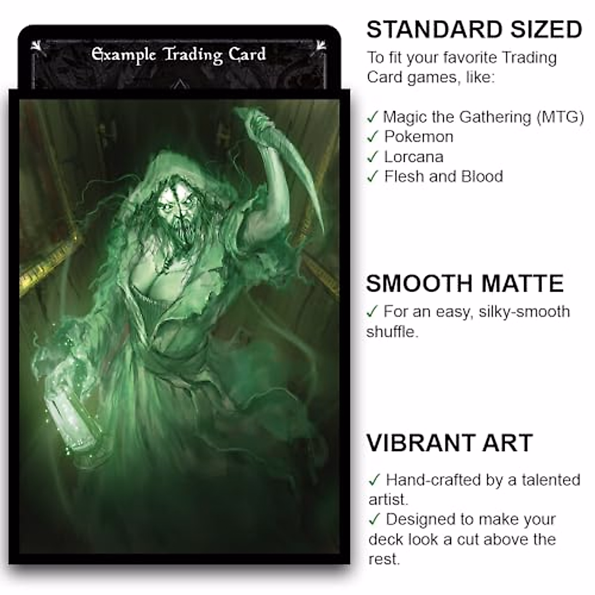Fantasy North - Lady Donahue - Murderous Apparition – 100 Smooth Matte TCG Trading Card Sleeves - Fits Magic MTG Commander Pokemon and Other Card Games - Playing Card Sleeves