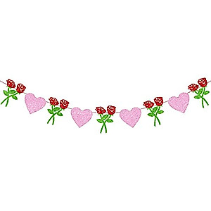 Galentine's Day Decorations Set,Glitter Happy Galentine's Day Banner,Heart Decor and Rose Banner,Valentine's Day Decor Galentines Decor