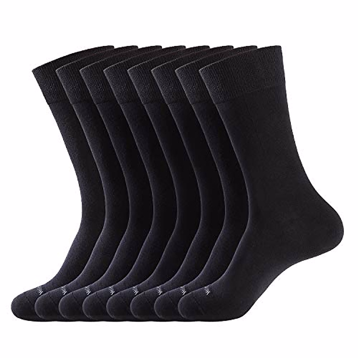 WANDER Men's Solid Dress Socks Cotton Black Men 8 Pairs Trouser Thin Classic Socks (Shoe Size:13-15, 8 Pairs Black)