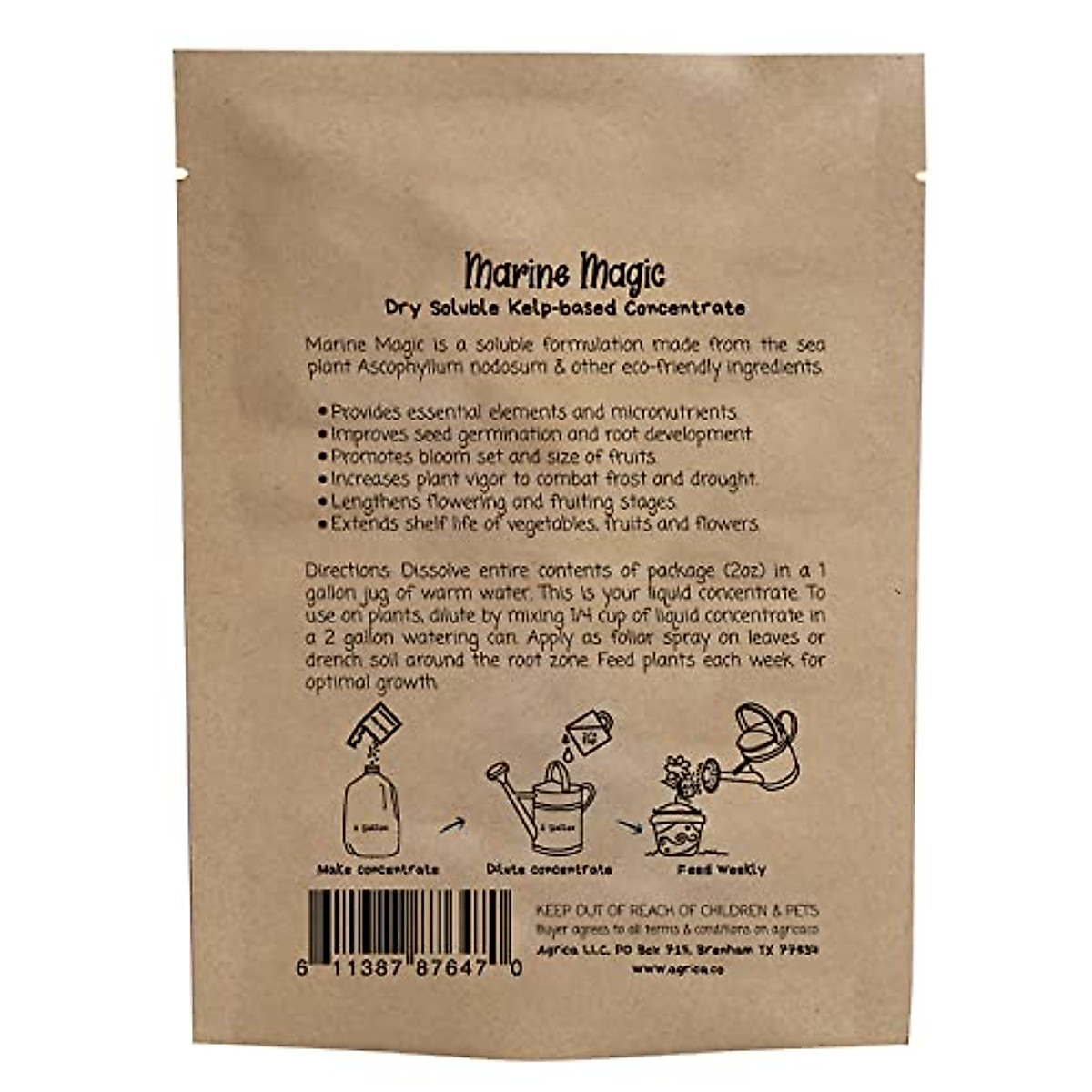 Seaweed Extract for Plants by Marine Magic | 100% Organic Soluble Seaweed Fertilizer Makes 128 Gallons (484 L) Kelp Liquid Feed for Plants