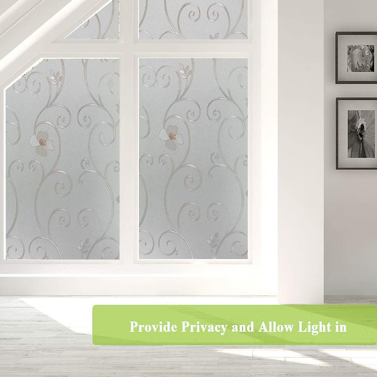 3D Flower Privacy Window Film,Frosted Decorative Glass Door Film,No Adhesive Stained Glass Window Decor,Static Cling Heat Control Anti UV for Home and Office,35 inches by 157 inches