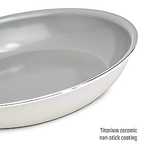 Goodful Ceramic Nonstick Cooking Set, Titanium-Reinforced Premium Non-Stick Coating, Dishwasher Safe Pots and Pans, Tempered Glass Steam Vented Lids, Stainless Steel Handles, 12-Piece, Cream