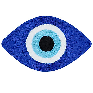 Tinideya 1 Pcs Decorative Fluffy Home Rug Blue Eye Shaggy Living Room Area Rugs 16 x 24 Inch Non Slip Area Rug for Bedroom, Machine Washable