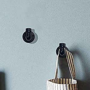 MINCORD 3Pcs Industrial Pipe Decor Coat Hook Racks - Heavy Duty Iron DIY Wall Mounted Rustic Clothes Towel Holder Hanger with Hardware for Bathroom, Home, Office - Electroplated Black Finish