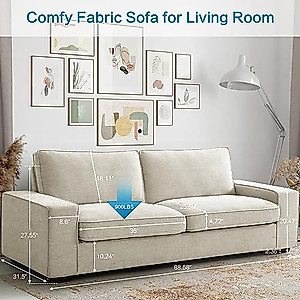 MAEVIS 88.58'' Modern Loveseat Sofas for Living Room, Couch with Wide Arm,Fabric Sofa Couches with Solid Wood Frame for Small Space,Removable Sofa Cushion,Easy to Install,Beige