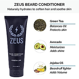ZEUS Premium Beard Care Kit – Complete Grooming Set, Beard Wash Combo, Beard Oil & Balm, Beard Brush & Comb (Verbena Lime)