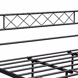 Yaheetech King Size Metal Bed Platform with Headboard and Footboard/Mattress Foundation/Under Bed Storage Black