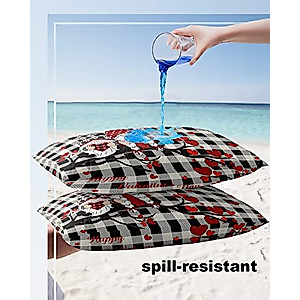 LEOSUCRE Pack of 2 Waterproof Decorative Pillow Covers, Valentines Day Plaid Throw Pillow Covers Rectangle Pillowcases Cushion Covers for Couch Patio Garden 20x12 Inch Love Gnome Tree Black and White