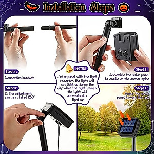 Enhon Halloween Lights, 26 FT 40LED Solar Halloween Pumpkin Bat Ghost Spider Lights for Decoration, IP44 Waterproof Lights with 8 Modes for Garden(Orange, Cool White, Purple, Dark Purple,1 Pc)