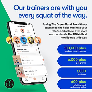 The DB Method DreamBand Pro Squat Resistance Band, Low Impact, Targets Hip Stabilizer Muscles, Workout Exercise Bands for Home Gym Workout Equipment, Proper Squat Form and Glute Activation, 45lb, Gray